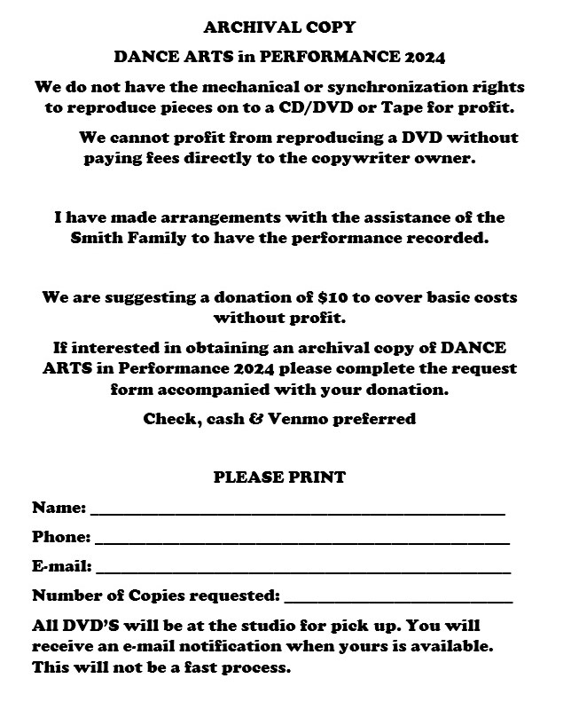 DVD Request – Dance Arts Olean